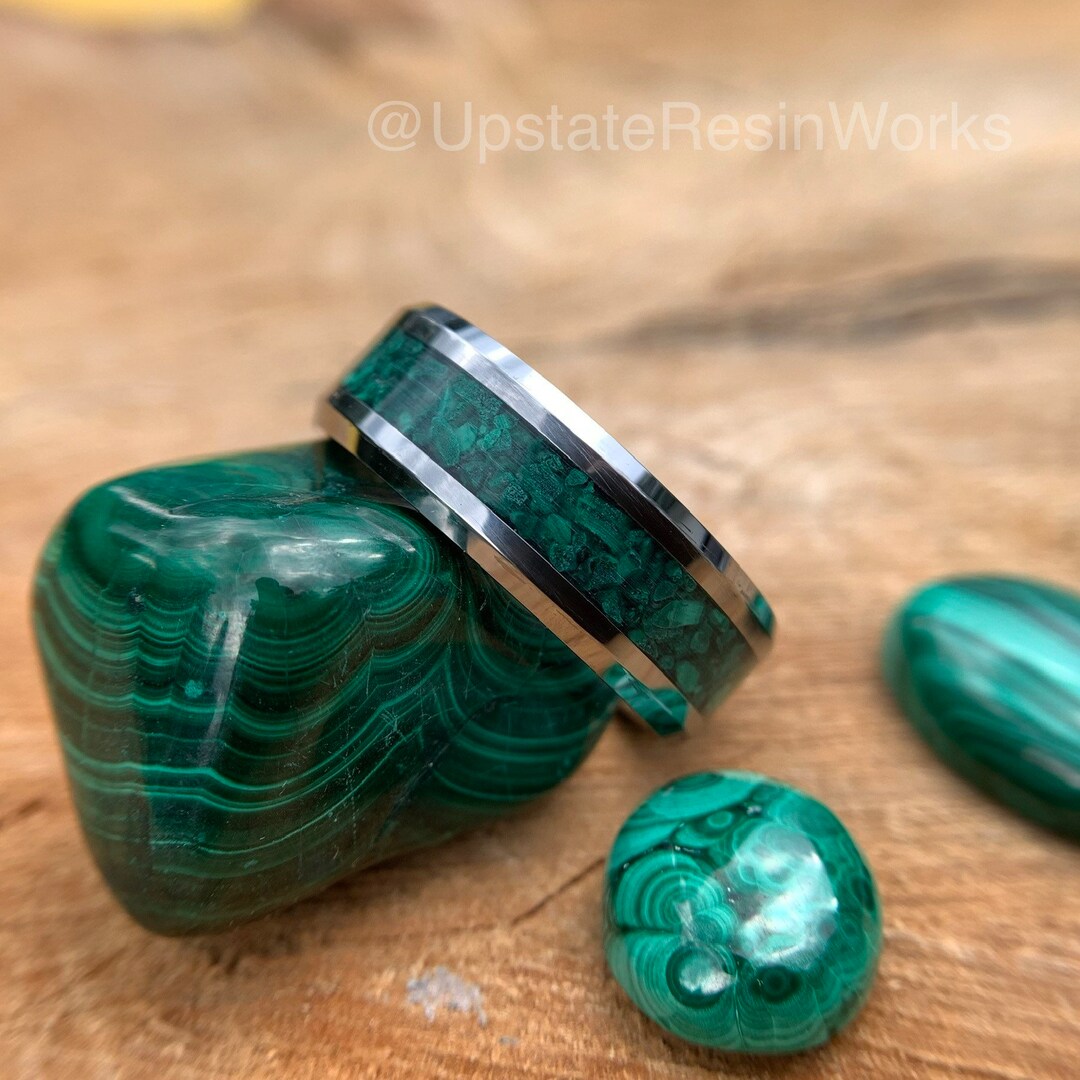 Genuine Malachite Ring, Malachite Band, Malachite Fragment Ring, Mens ...