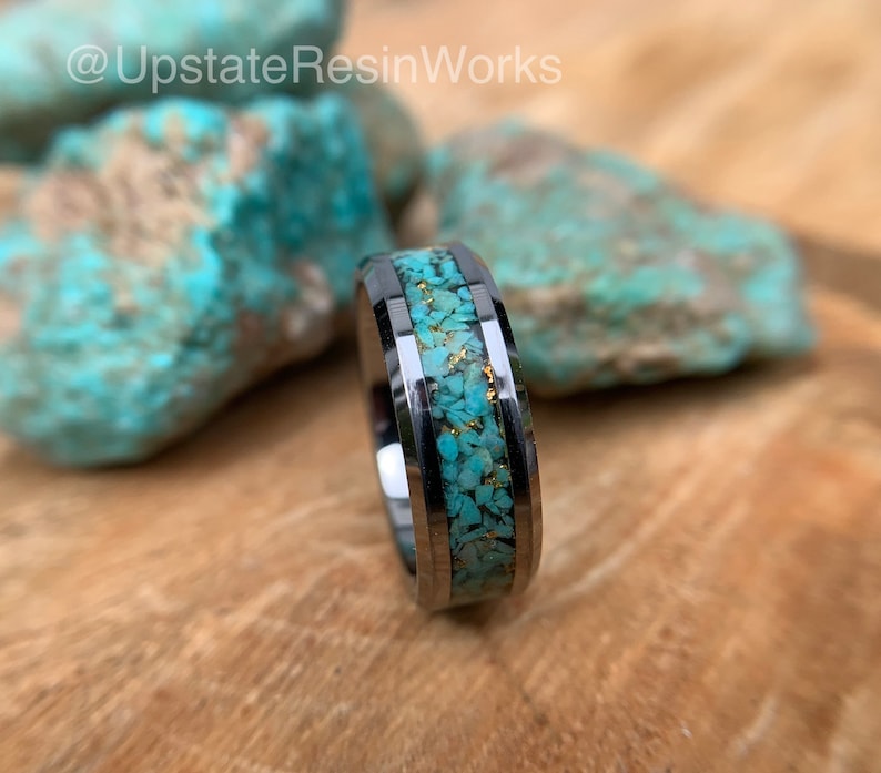 Real Turquoise Ring 24k Gold Gemstone Ring Wedding Ring - Etsy