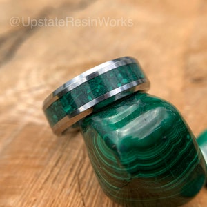 Genuine Malachite Ring, Malachite Band, Malachite Fragment Ring, Mens ...