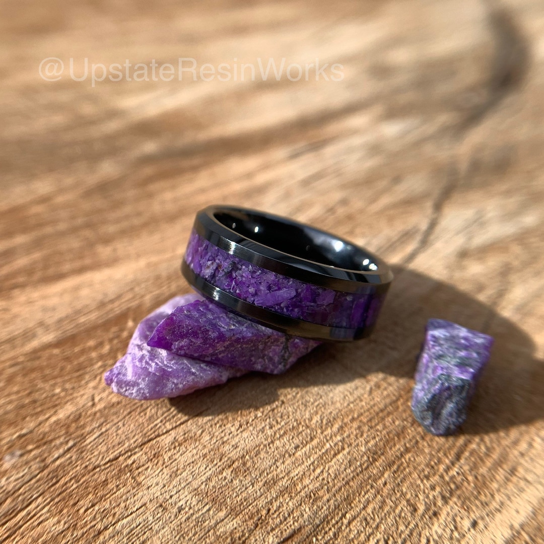Genuine Sugilite Ring, Sugilite Band, Purple Sugilite Ring, Gemstone ...