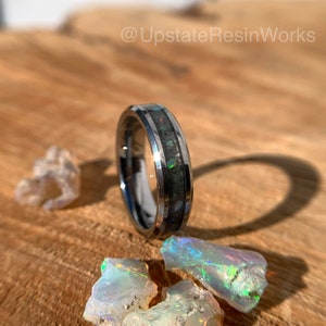 Real Moss Agate Band, Moss Agate and Opal, Moss Agate Ring, Dendritic ...