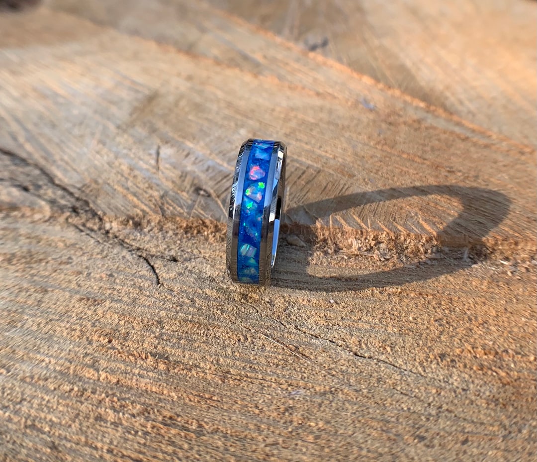 Arctic Northern Lights Ring, Sapphire Blue, Opal Ring, Gemstone Ring ...