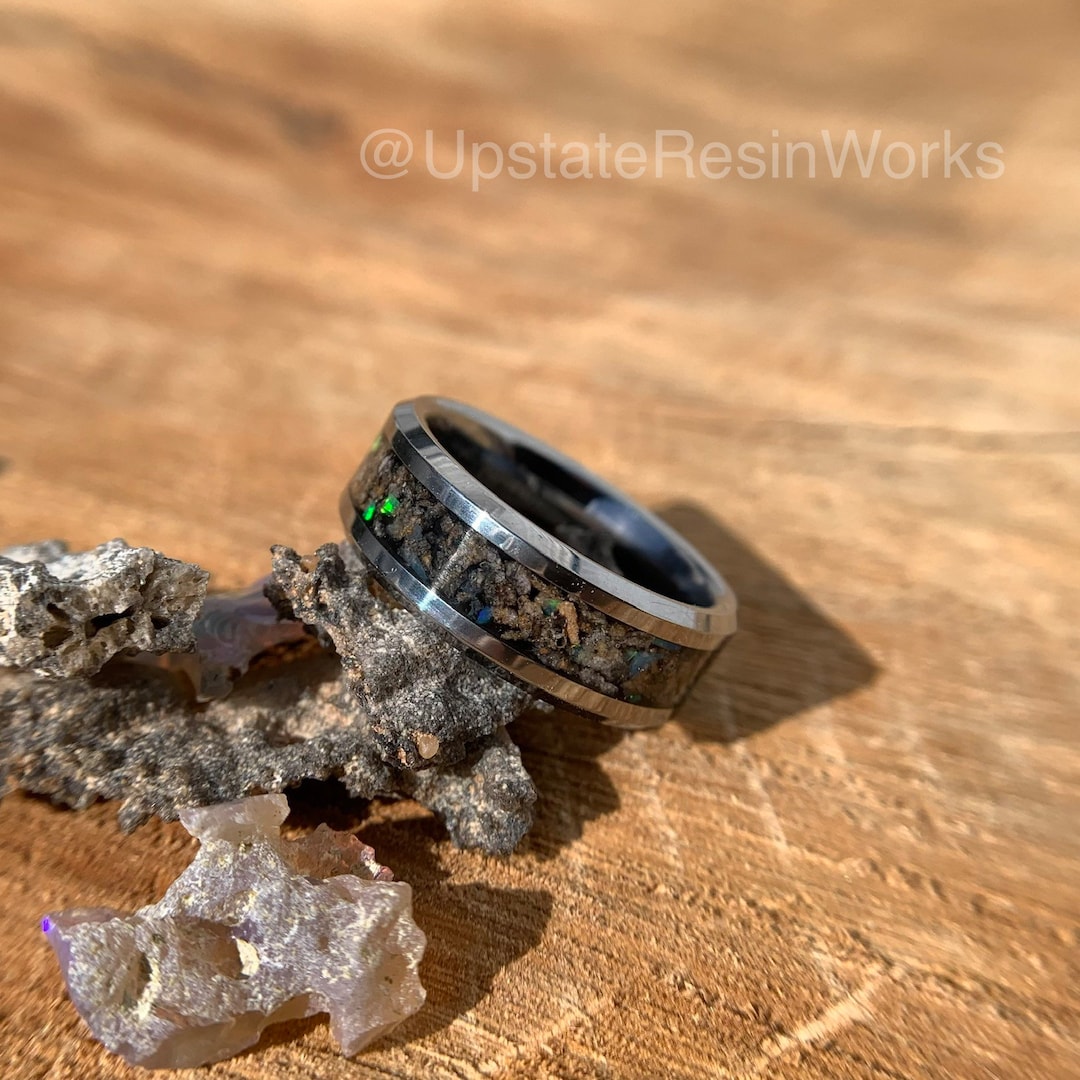 Lightning Glass Band, Chunks of Fulgurite Band, Opal Ring, Fossilized ...