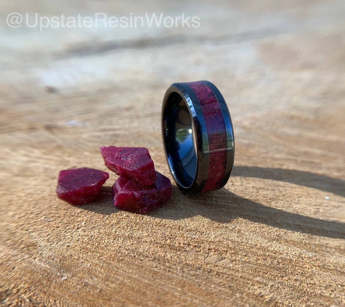 One Carat Ruby ring Black band 1ct precious gemstone rings | Etsy