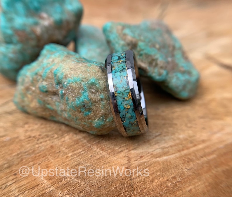 Real Turquoise Ring 24k Gold Gemstone Ring Wedding Ring - Etsy