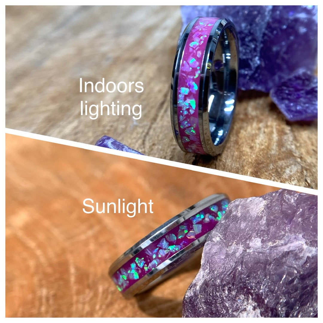 Color Change Ring, Opal and Amethyst Ring, Amethyst Band, Engagement ...