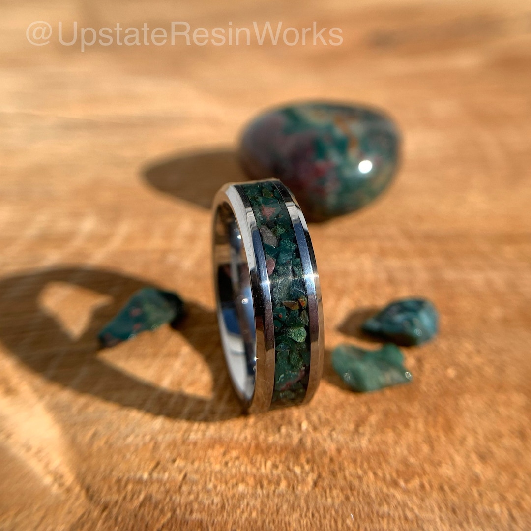 Real Bloodstone Band, Bloodstone Ring, Birthstone Band, Gemstone Band ...