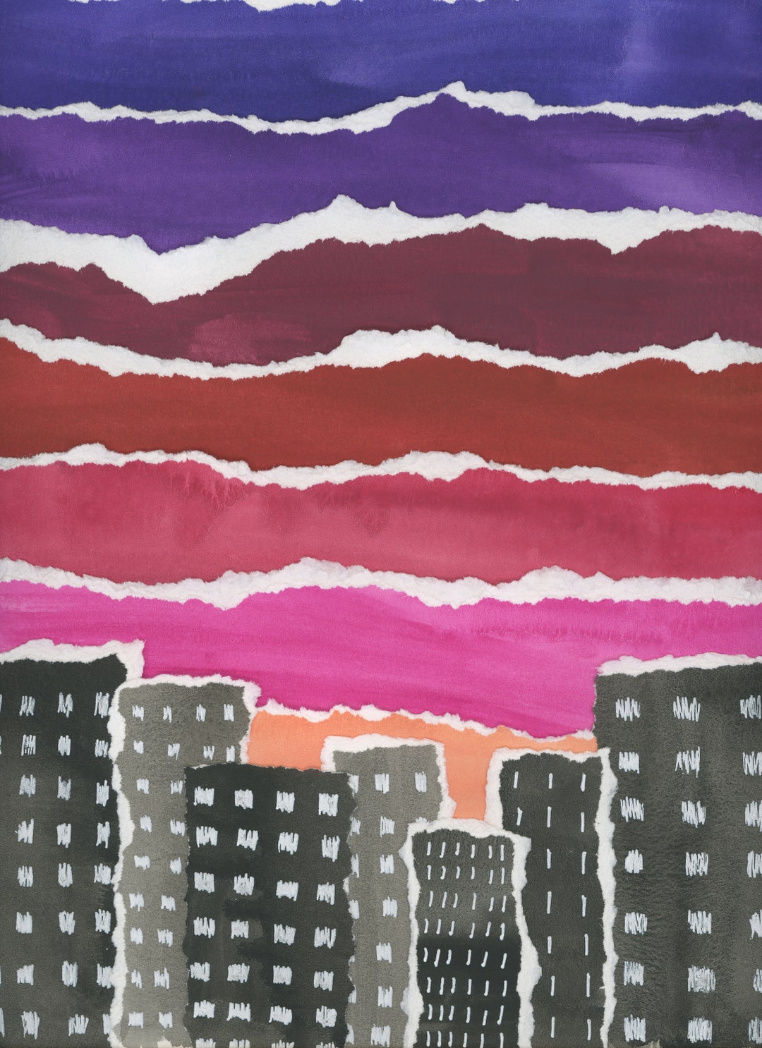 Original Torn Paper Collage Download Print High Resolution Scan Art ...