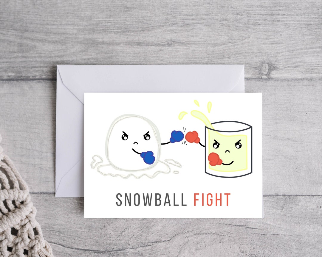 Snowball Fight Christmas Card Snowball Cocktail Christmas - Etsy