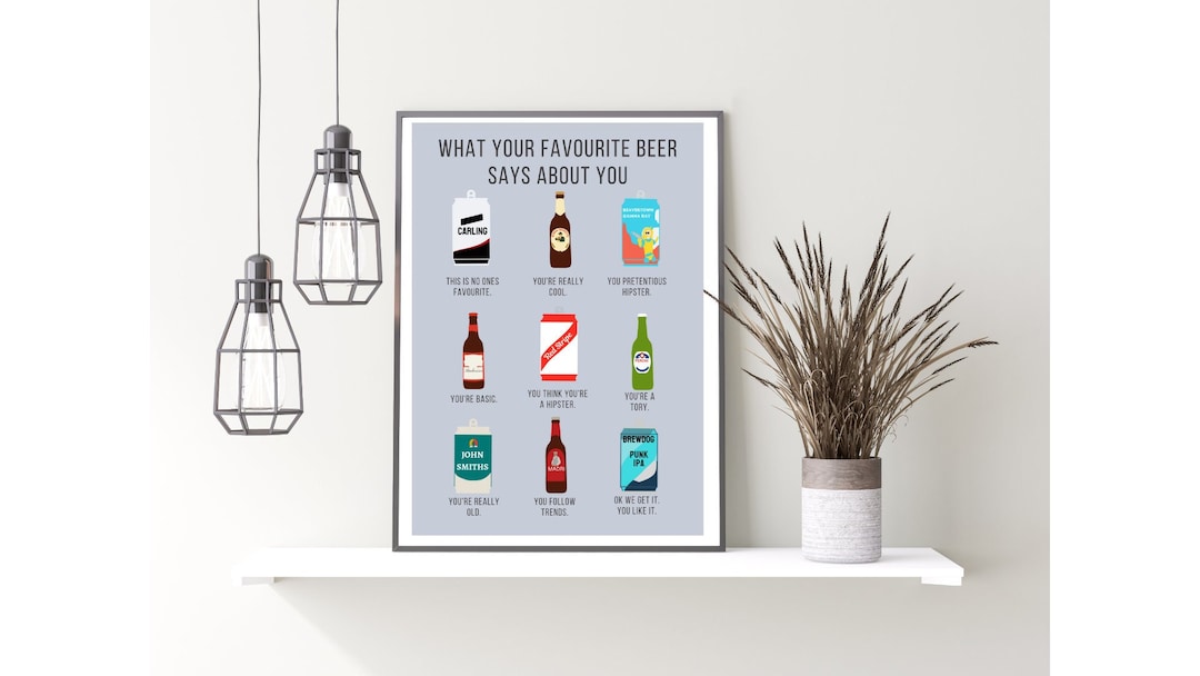 What Your Favourite Beer Says About You Print, Beer Print, Kitchen ...