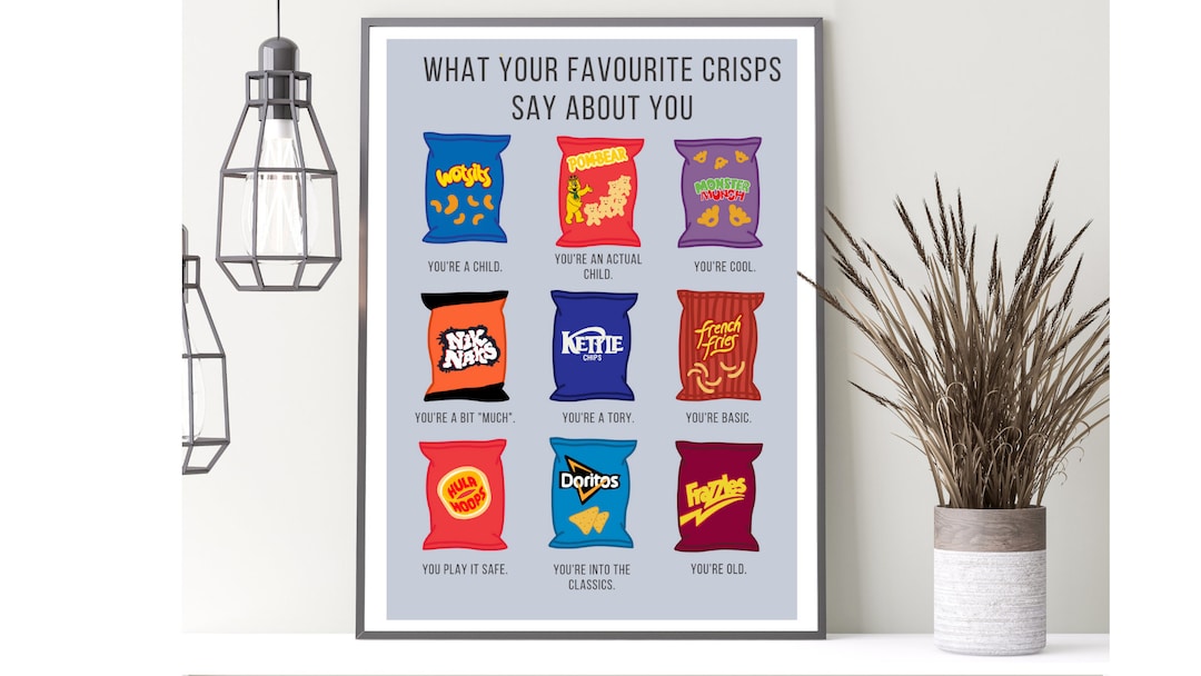 British Crisps Print, Kitchen Print, Crisps Print, British Crisps Chart ...