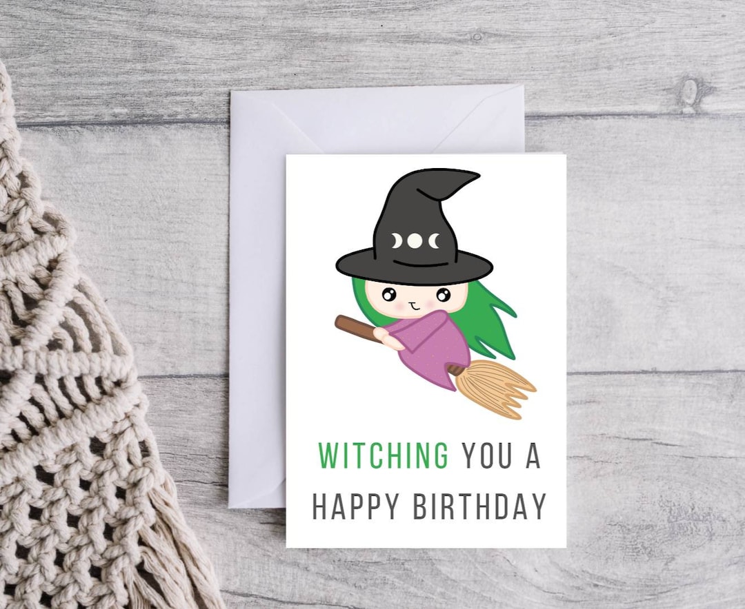Witching You A Happy Birthday Card, Witch Birthday Card, Birthday Card ...