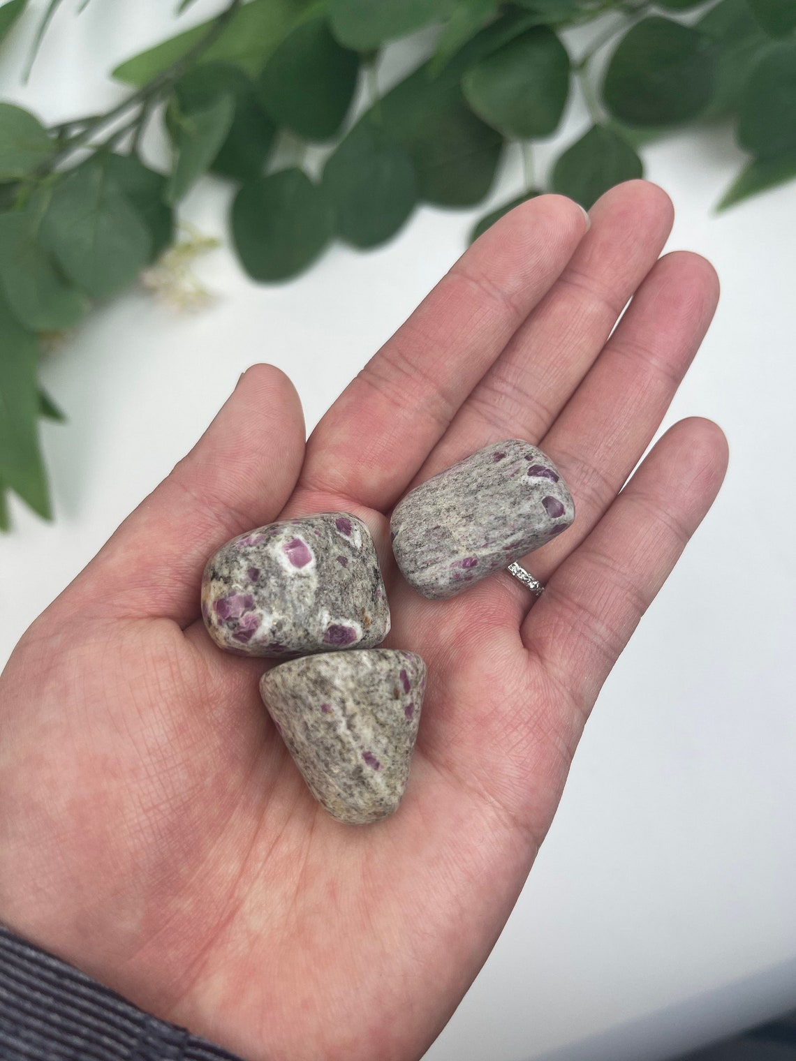 Ruby Matrix Tumbled Stone w/ Velvet & Info Card Granite | Etsy