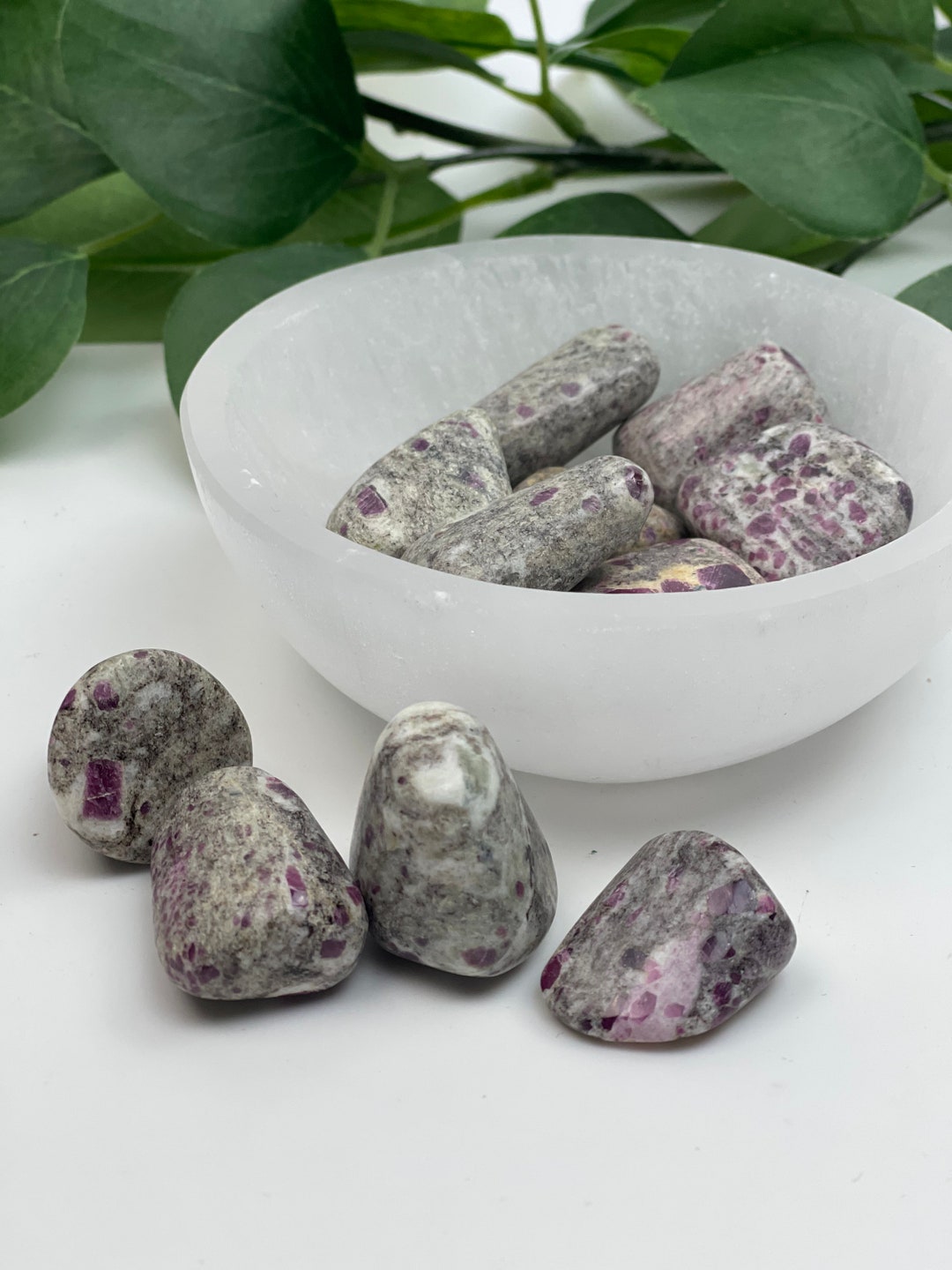 Ruby Matrix Tumbled Stone W/ Velvet & Info Card, Granite, Polished ...