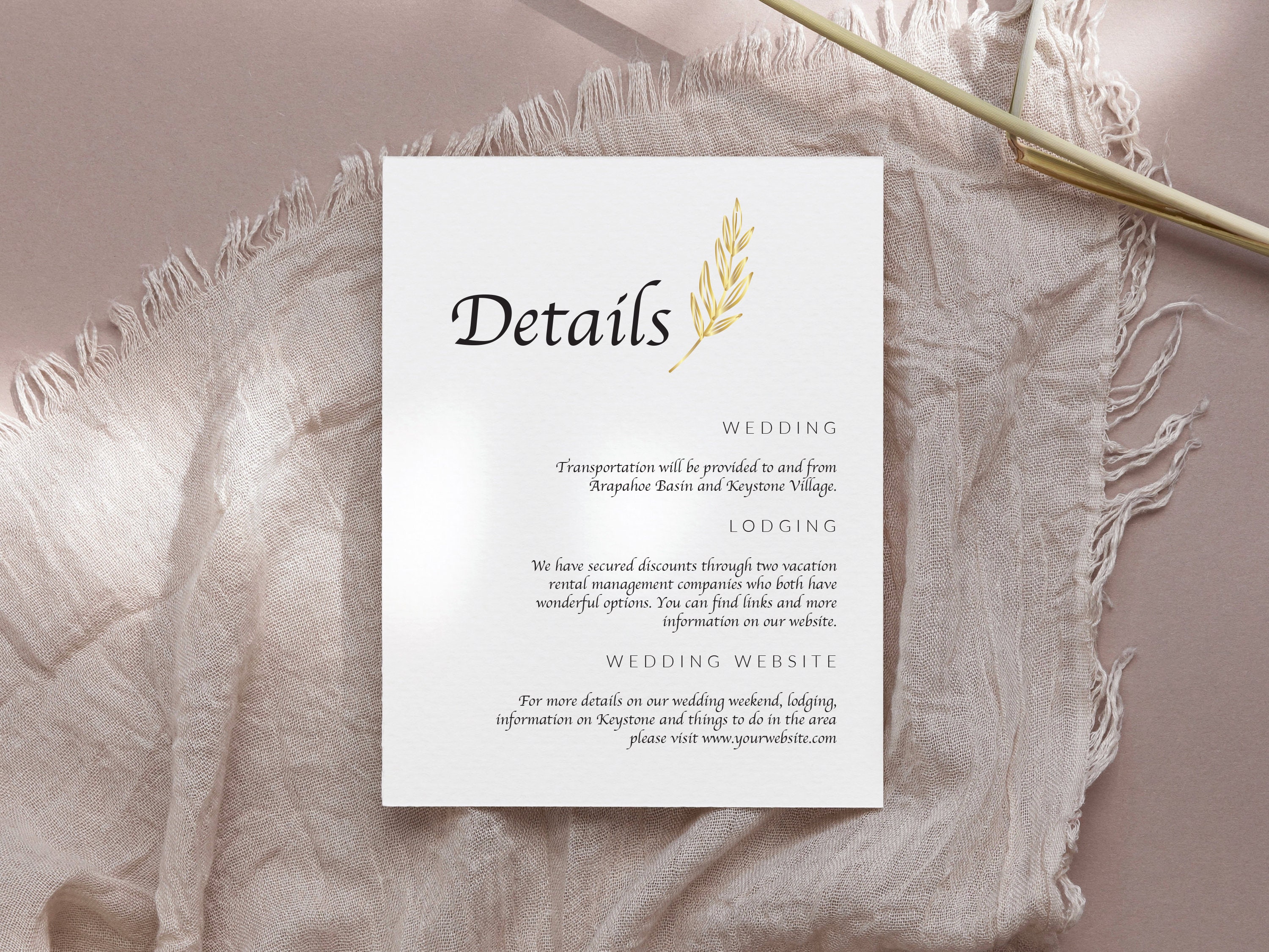 Printable Wedding Accommodation Card Editable Wedding Details Card ...