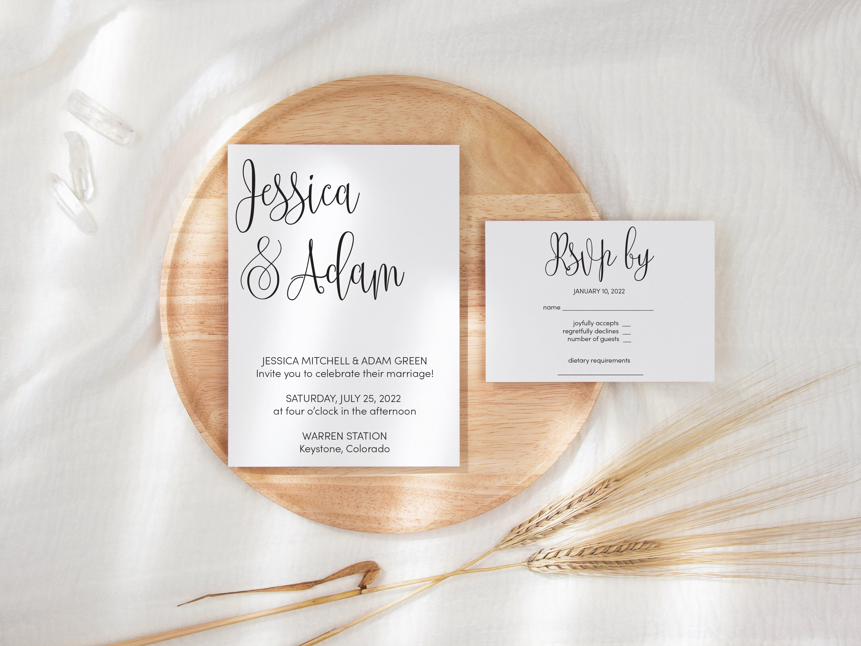 Printable Script Wedding Invitation Suite Template Custom Modern ...