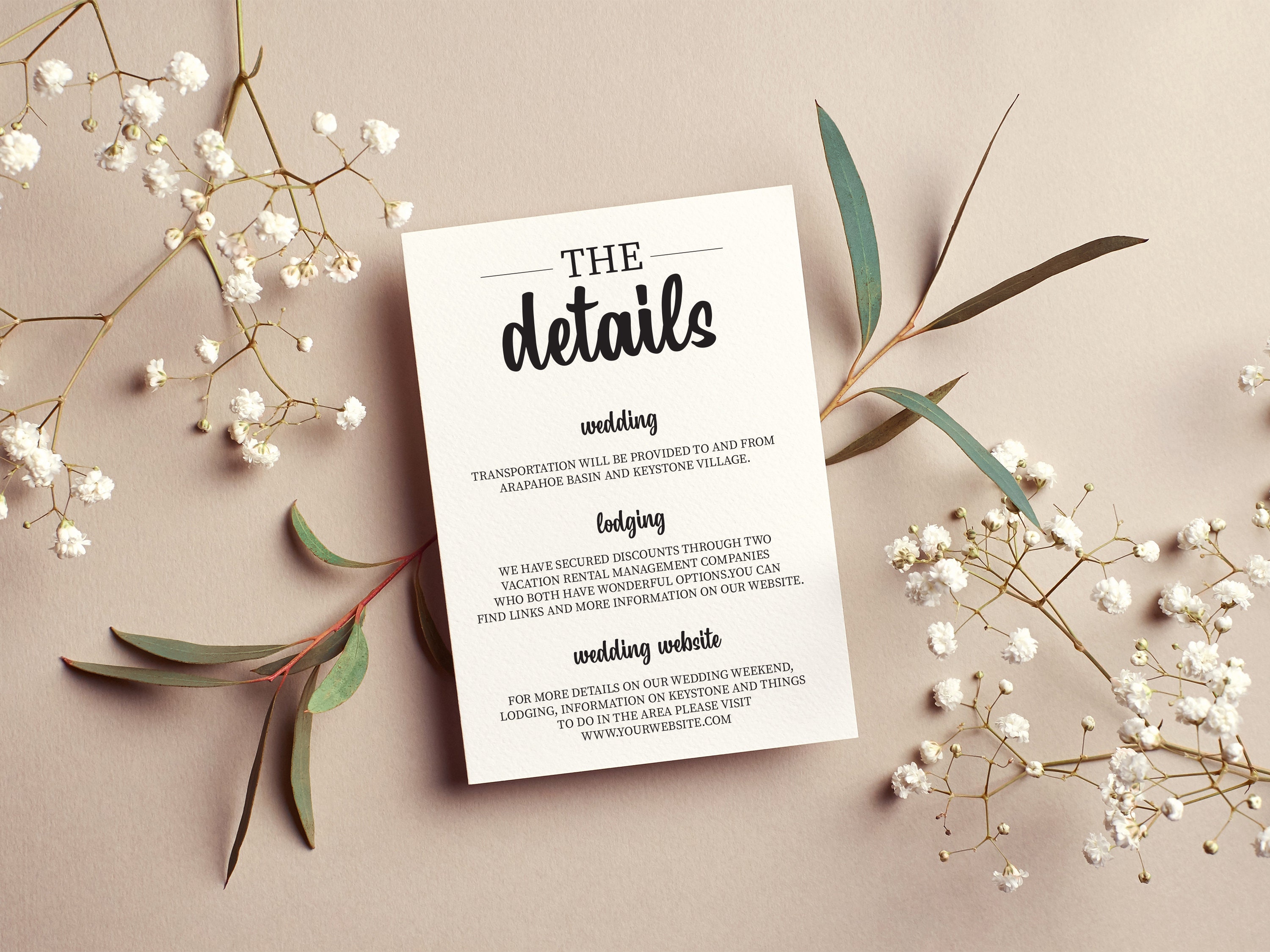 Downloadable Wedding Details Insert Template Modern Printable Wedding Details Invitation Insert ...