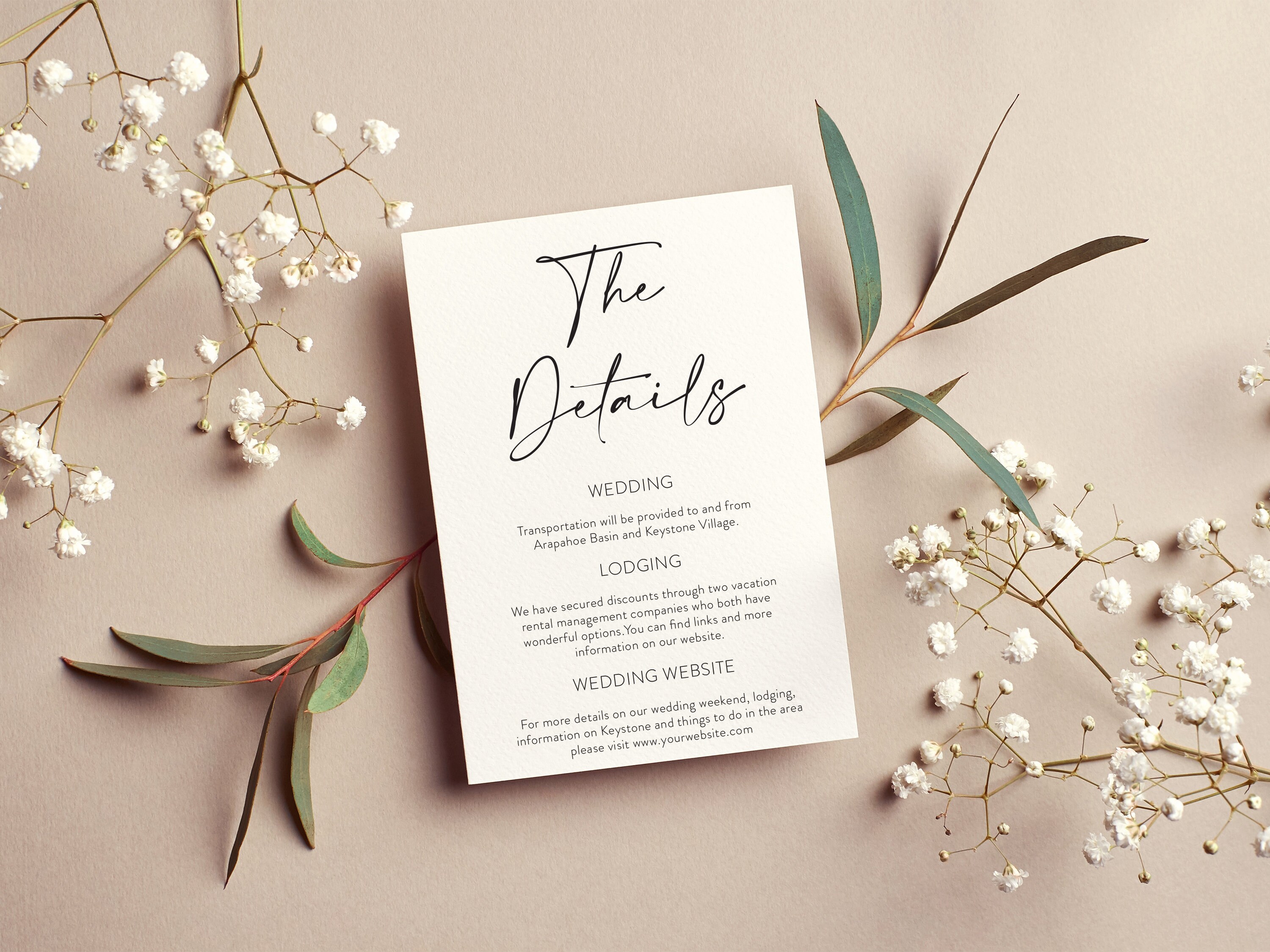 Downloadable Wedding Details Card Template Printable Wedding Information Detail Cards Custom ...