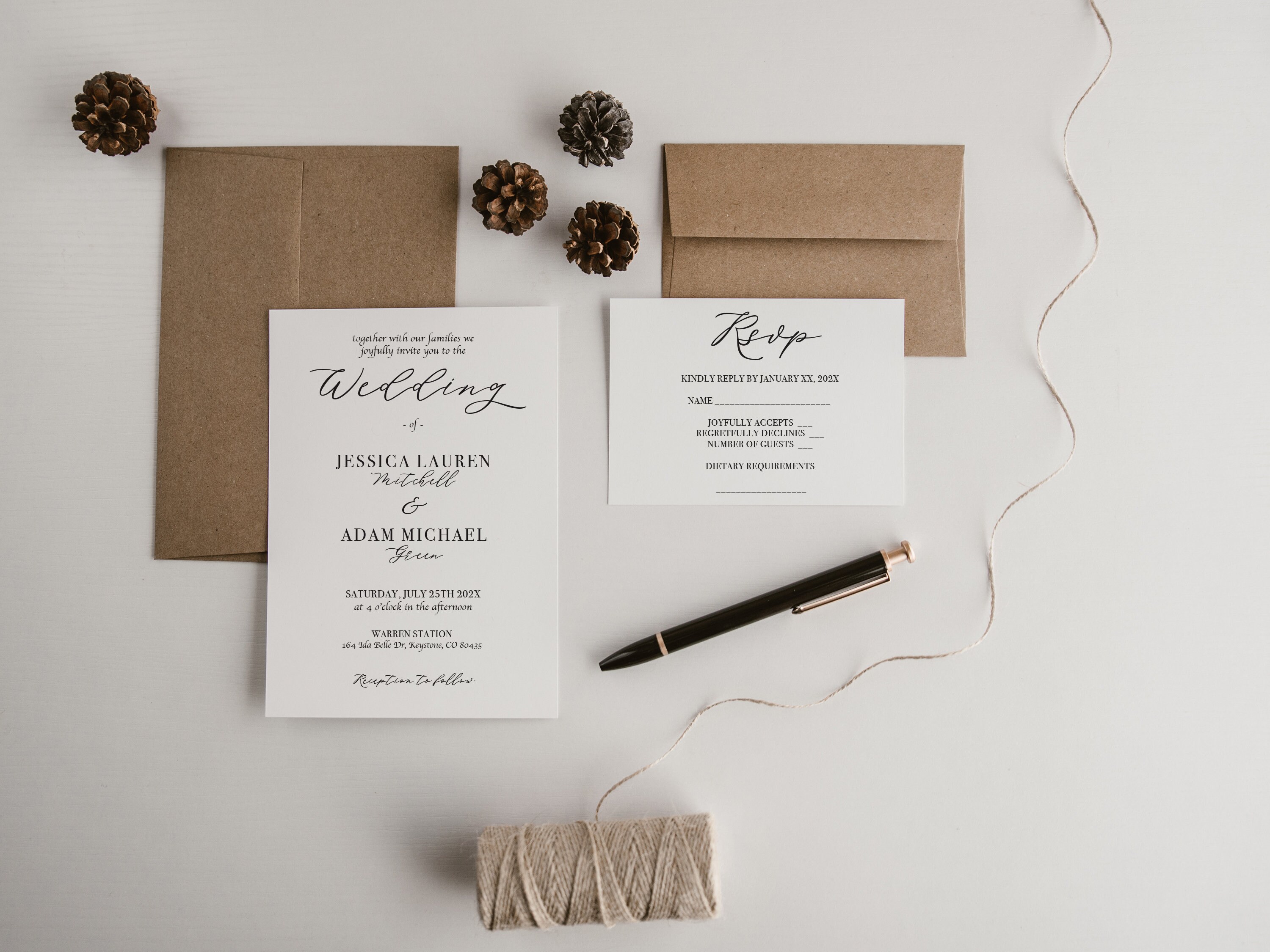 Printable Modern Wedding Invitation Template Custom Boho - Etsy