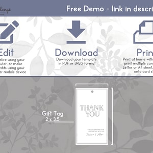 Printable Modern Gift Tag Template Downloadable Wedding Favor Tags for ...