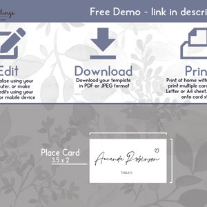 Printable Wedding Place Card Setting Template Romantic Wedding Table ...