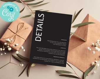Downloadable Wedding Details Card Template Printable Wedding - Etsy