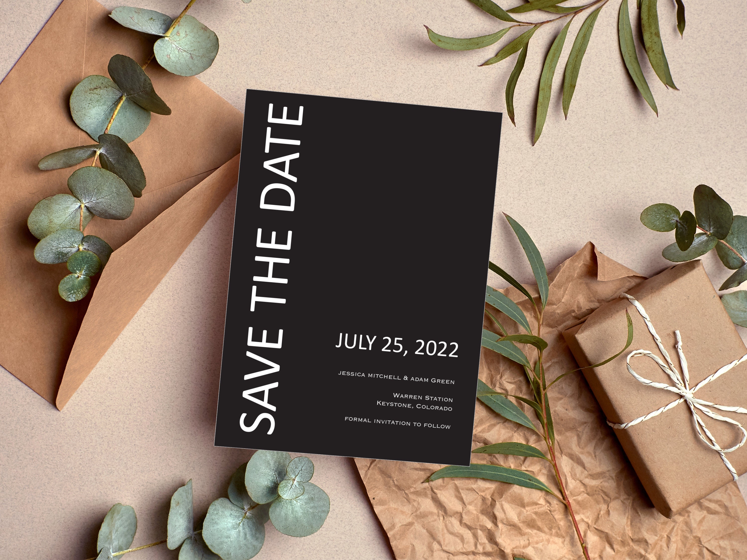 Plantilla moderna descargable para guardar la fecha / Tarjetas de boda minimalistas imprimibles ...