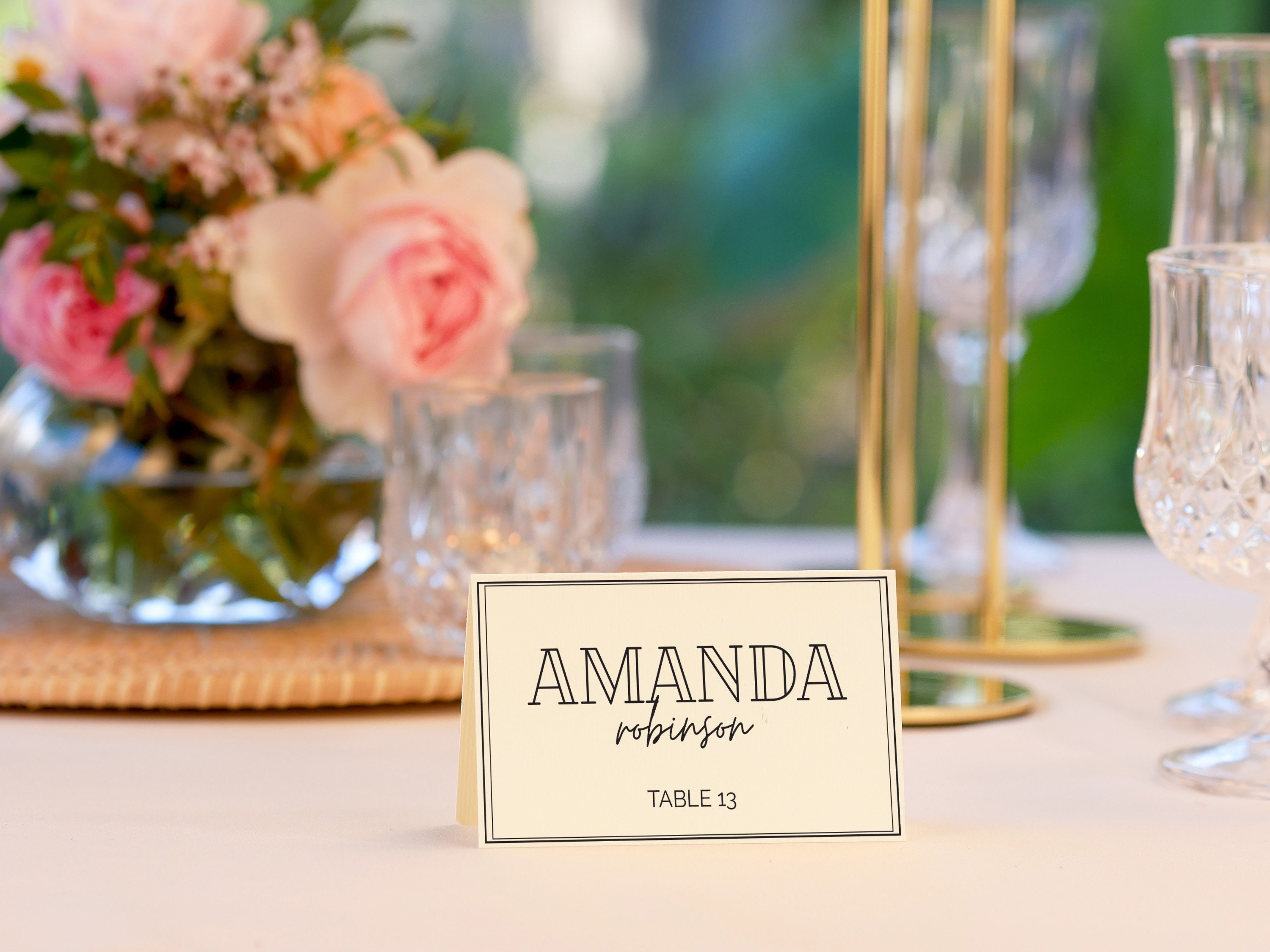 Printable Modern Wedding Place Card Template Downloadable Table Name ...