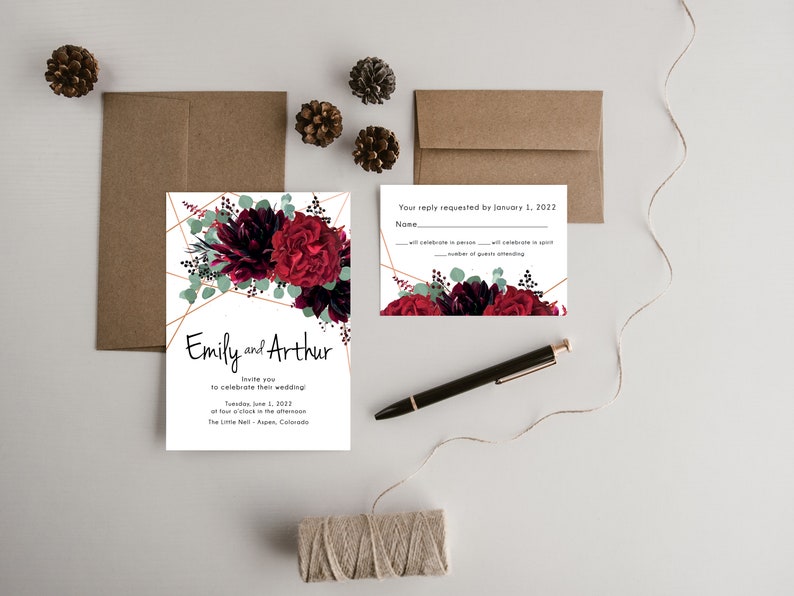 Floral Invitation Digital Download Wedding Invitation Elegant Wedding ...