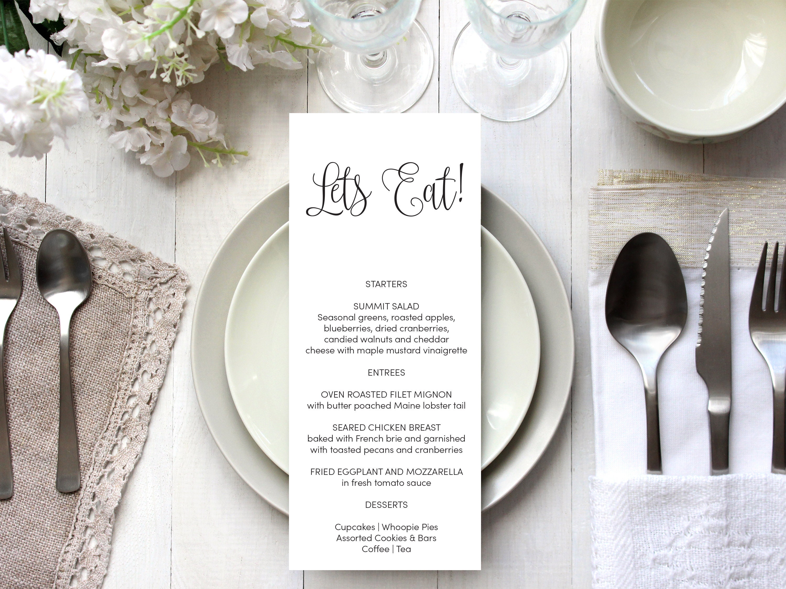 Printable Farmhouse Wedding Food Menu Card Downloadable Wedding Menu ...