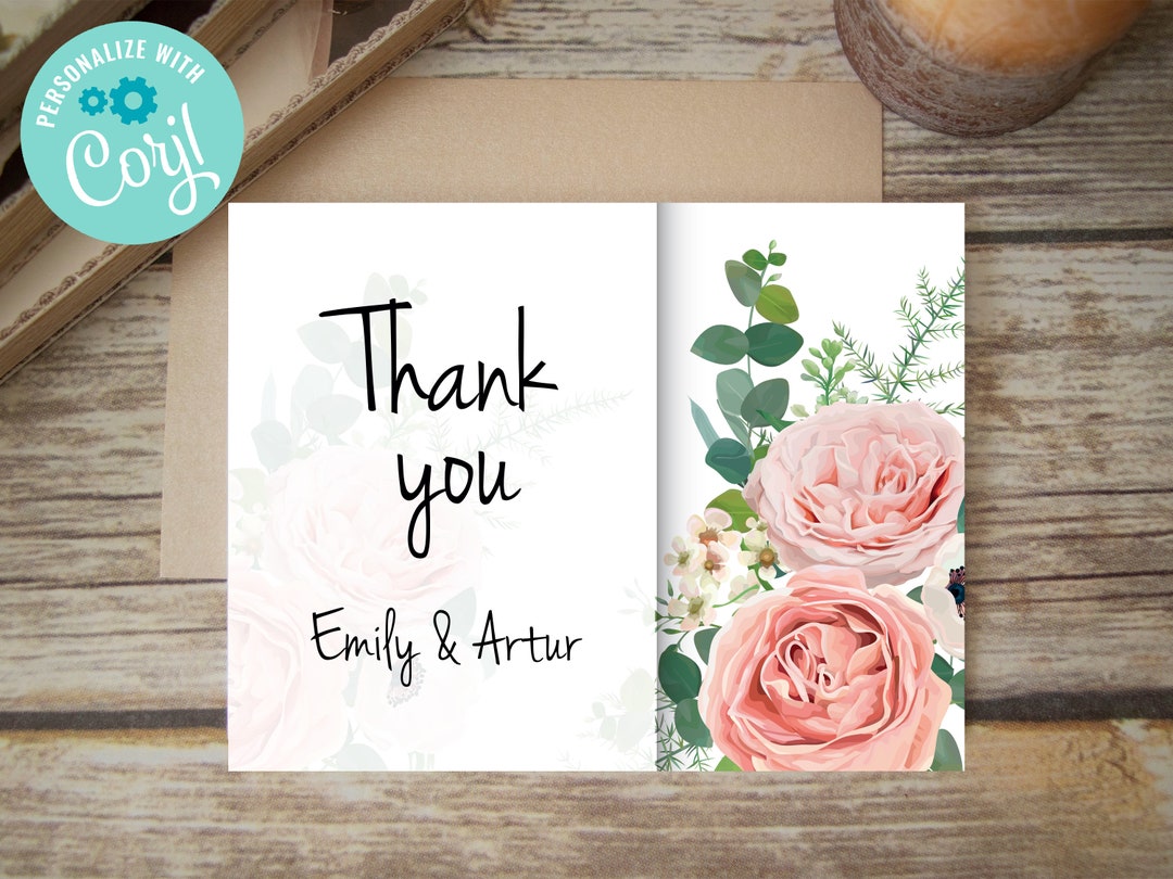 Floral Wedding Thank You Cards Digital Download Thank You Notes Thank ...