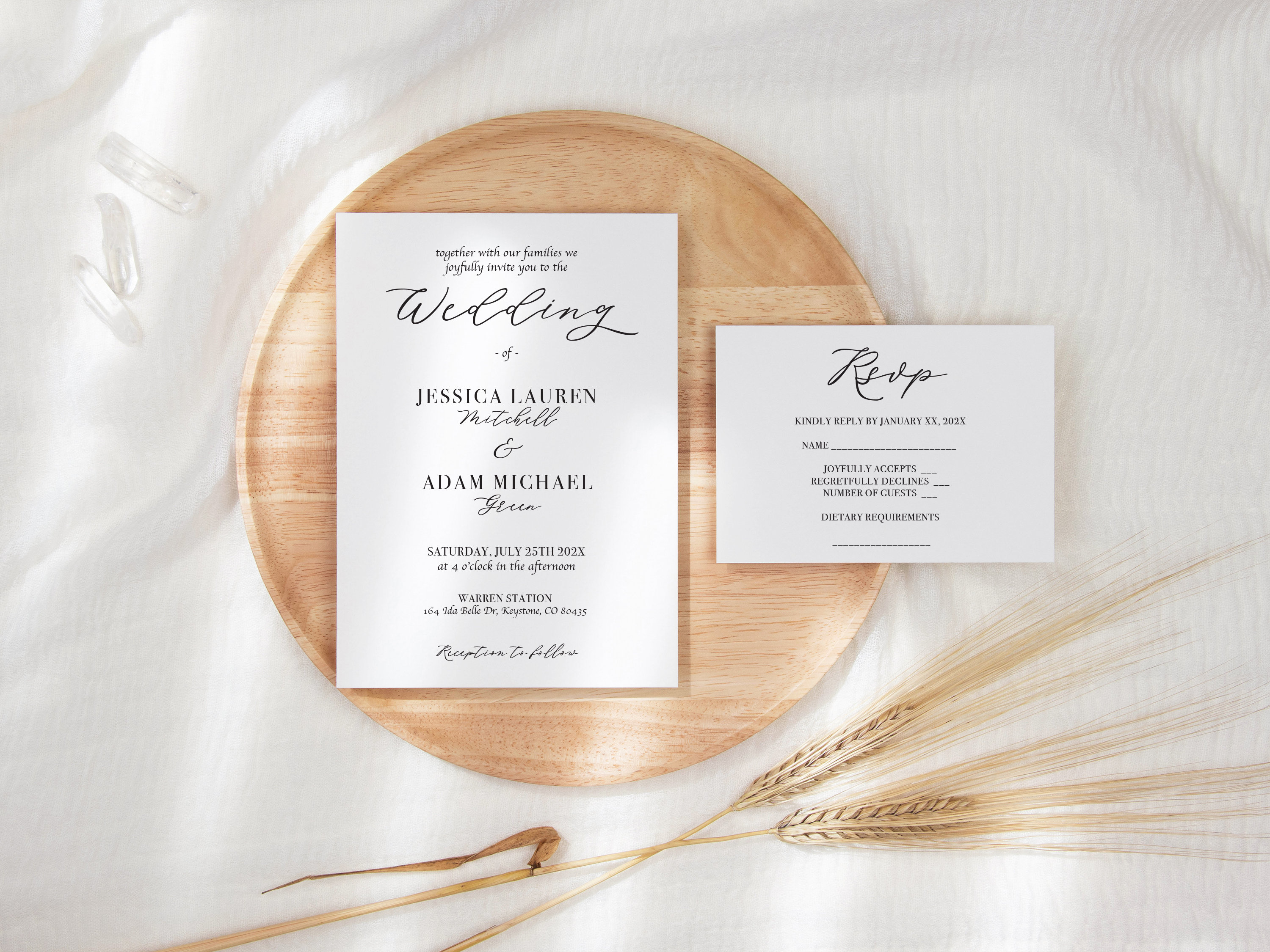 Printable Modern Wedding Invitation Template Custom Boho - Etsy