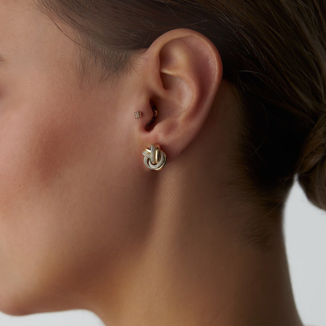 Solid Real Gold Loop Earring Loop Model Earing Minimalist - Etsy