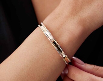 Solid Gold Tricolor Bracelet - Etsy