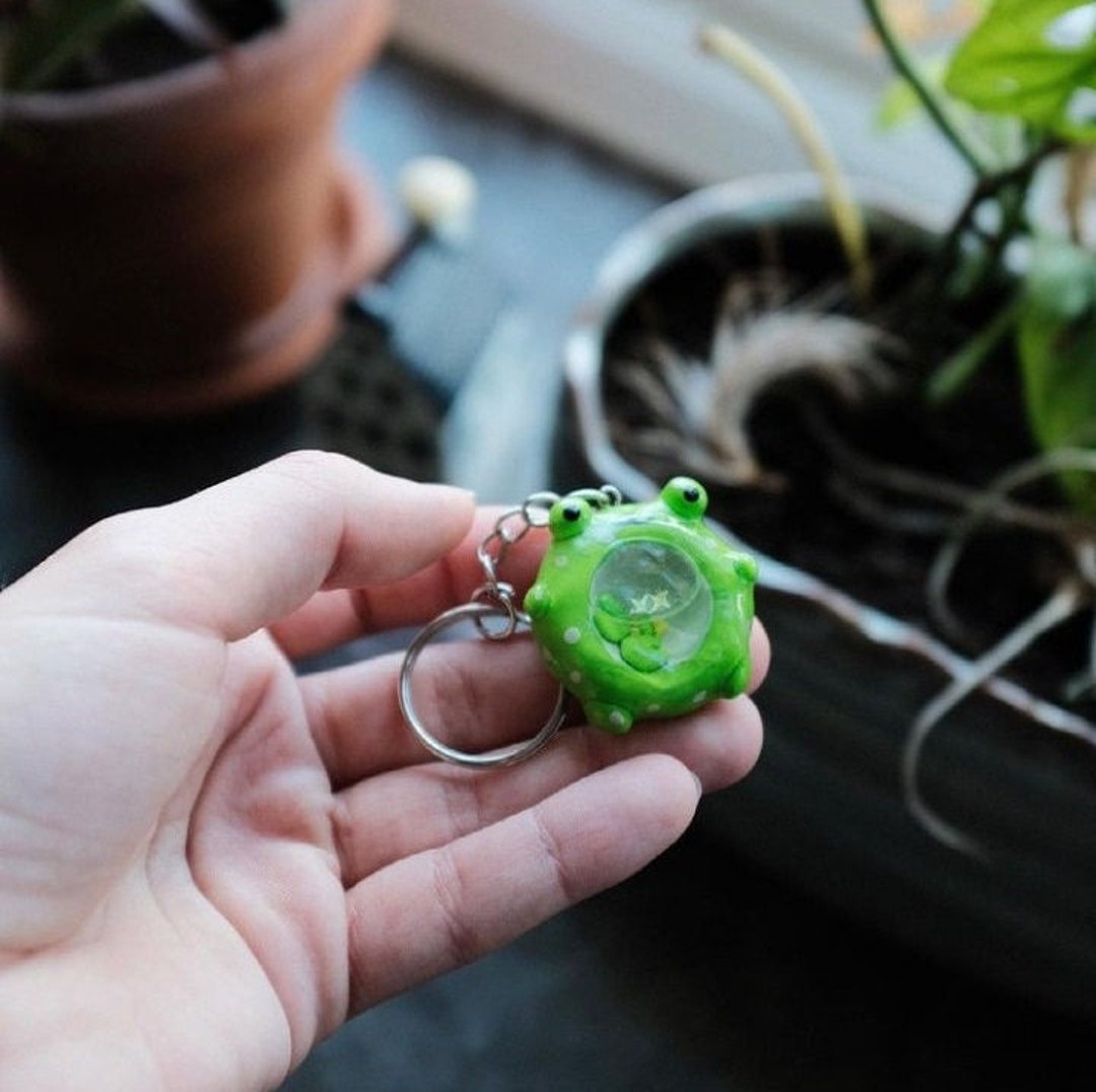 Frog Shaker Keychain / Shaker Keyring Cute Animal Kawaii Keychain Frog ...
