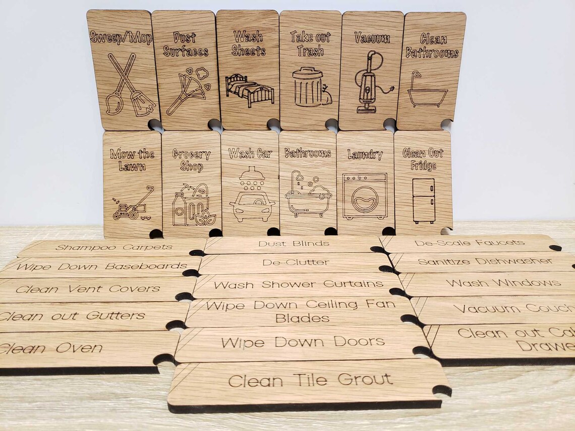 Laser SVG File Weekly Chore Chart Tracker Board Kids Jobs | Etsy