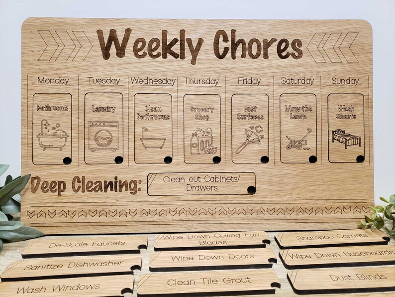 Laser SVG File Weekly Chore Chart Tracker Board Kids Jobs | Etsy
