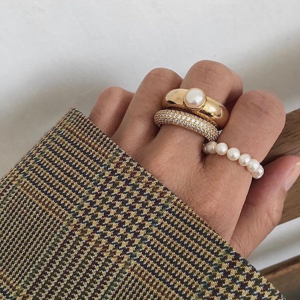 14k Pearl Ring - Etsy
