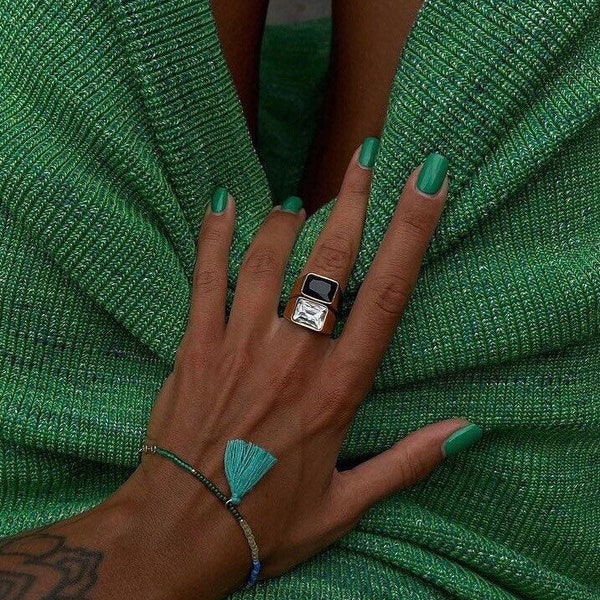 Square Stone Ring - Etsy