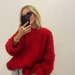 Hand Knitted Fluffy Deep Red Mohair Sweater Red Wool Sweater Christmas ...