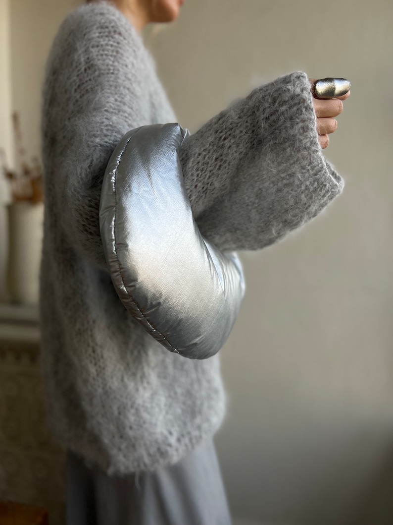 Limited Hand Knit Fluffy Mohair Sweater Soft Gray Wool Pullover