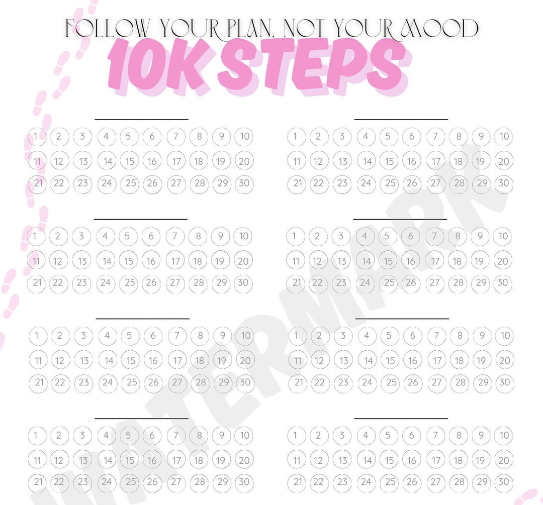 10,000 Steps a Day Tracker Printable | 12-month Step Tracker for Women ...