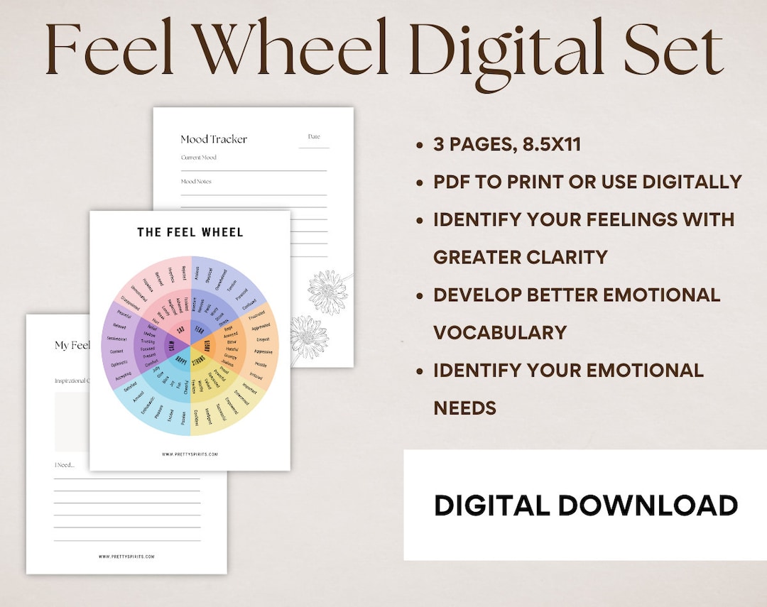 Feelings Wheel Digital Download Emotional Intelligence, Worksheet ...