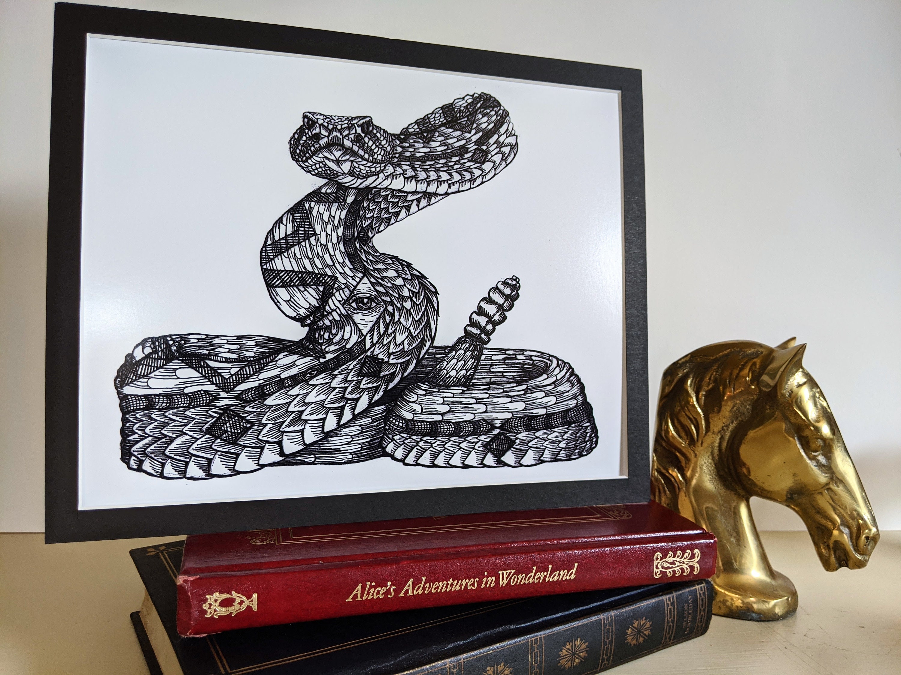Reproduction of "diamond Snake" Graphite Drawing - Etsy
