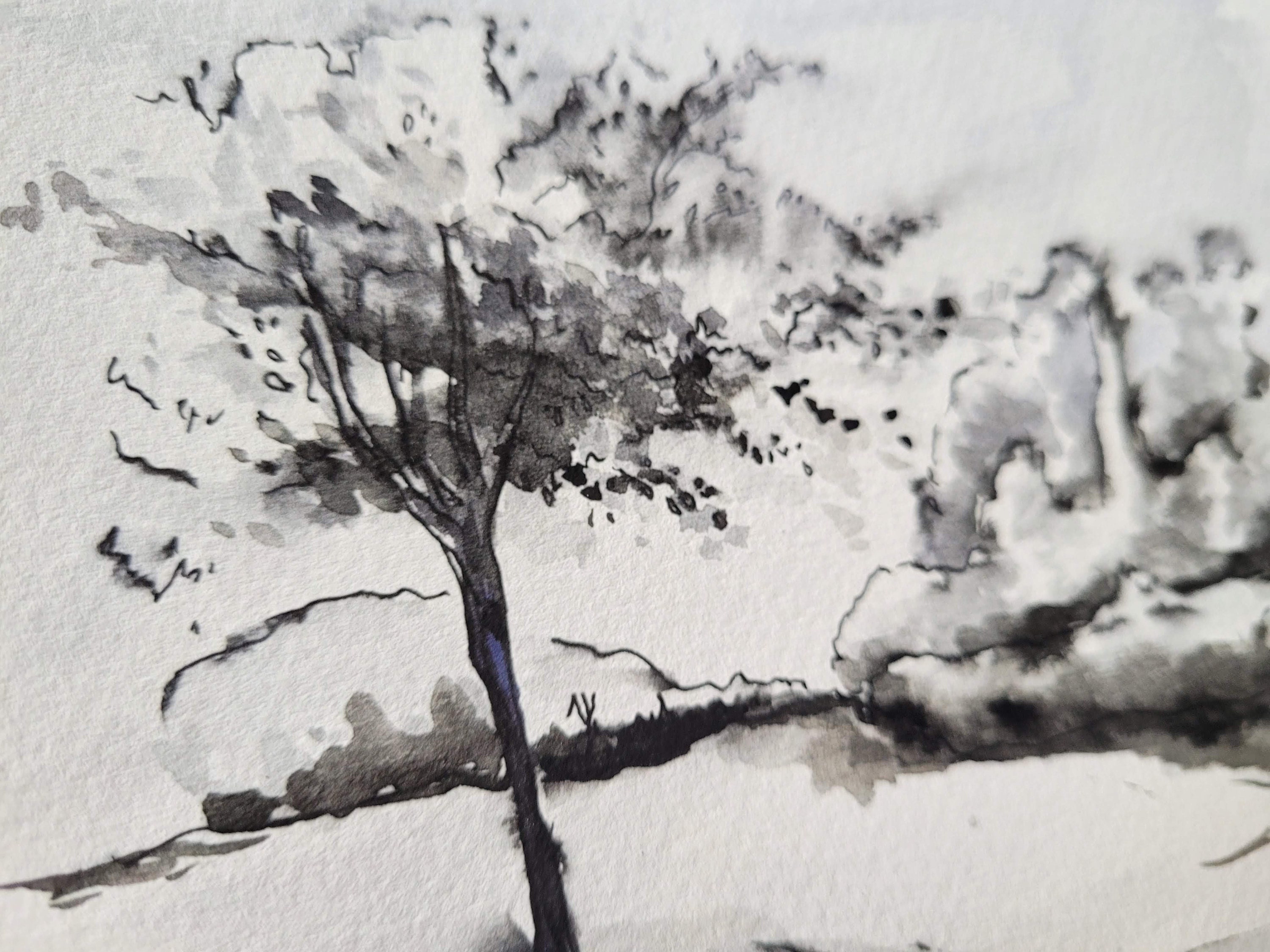 Ink-wash Drawing of an Evening Landscape Original and Reproductions - Etsy