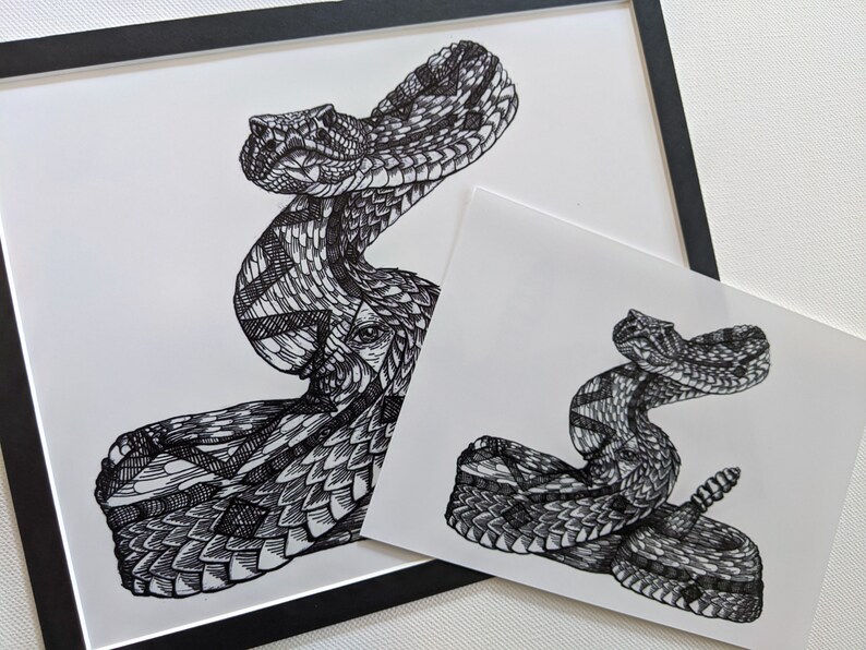 Reproduction of "diamond Snake" Graphite Drawing - Etsy