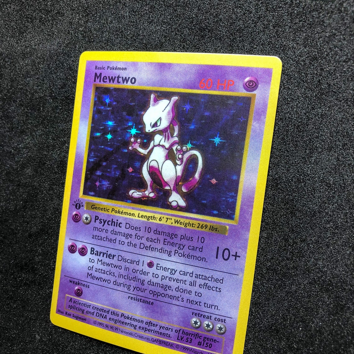 Holo Mewtwo Base Set 1st Edition Shadowless Pokemon Card Proxy | Etsy