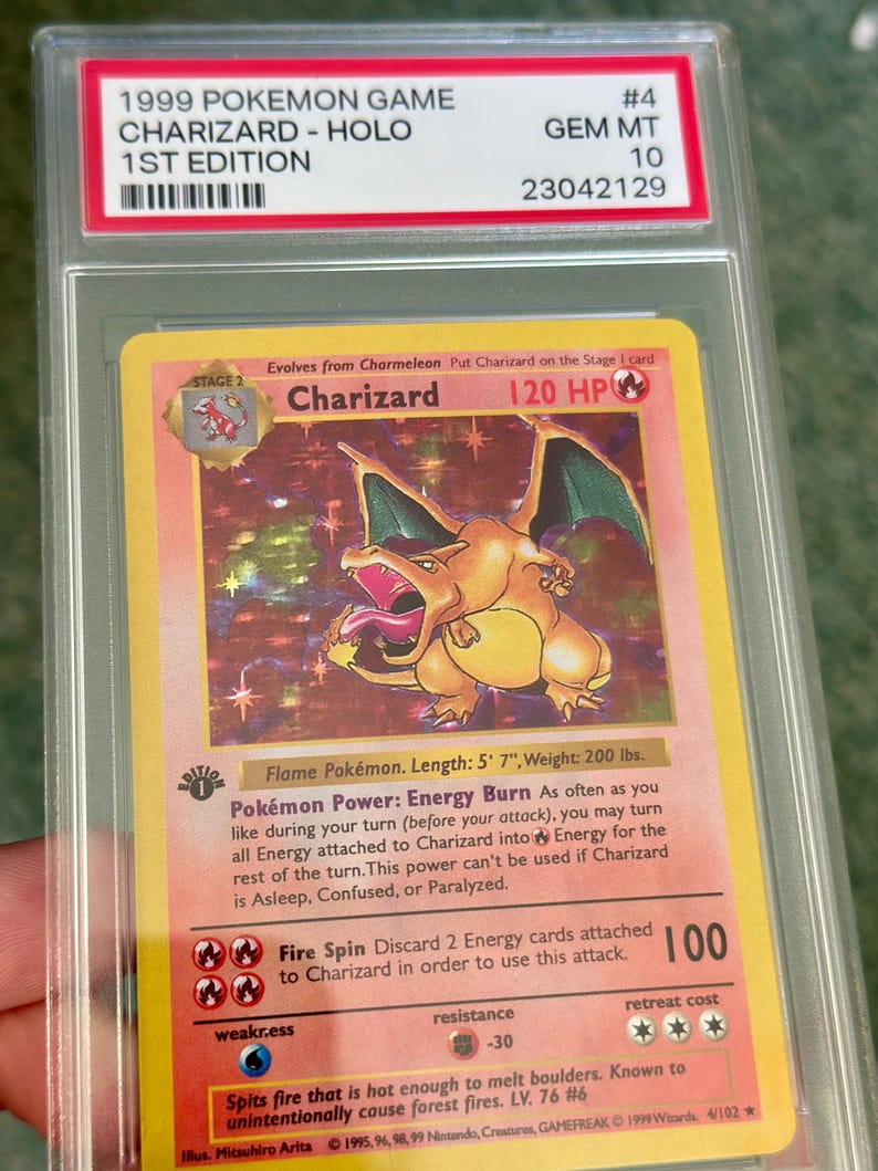 Proxy Slabbed Charizard Base Set 1st Edition Shadowless Pokemon Card - Etsy