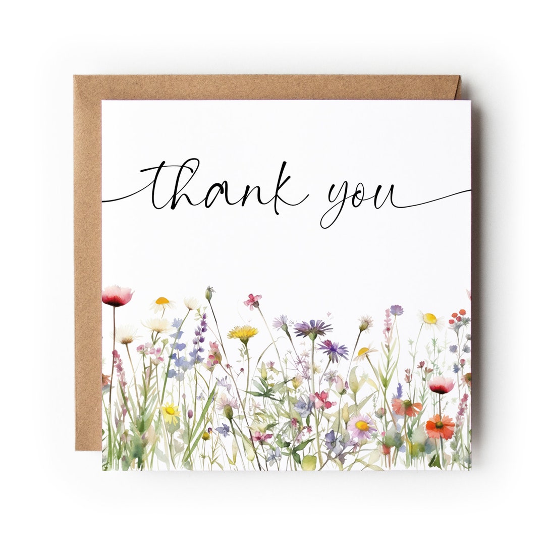 Wildflower Thank You Card, Thanks Card, Wildflower Card - Etsy