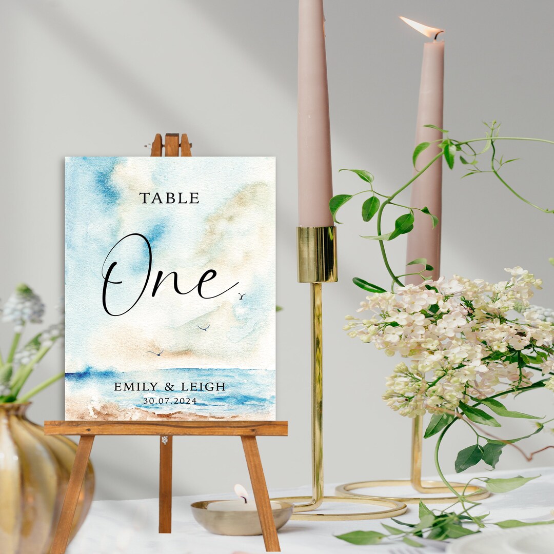 Seascape Wedding Table Numbers, Coastal Wedding Table Numbers, Wedding ...